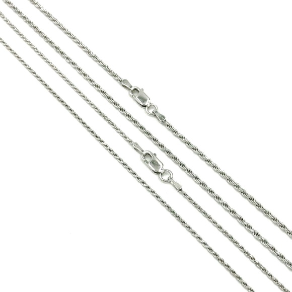 Jewelry | 925 Sterling Silver Rope Chain Necklace Italy 1mm | Poshmark